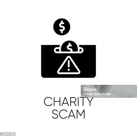 자선 사기 문말 아이콘입니다 가짜 자선 가짜 기부 요청 거짓 기부 캠페인 돈 도난 온라인 사기 사이버 범죄 실루엣 기호입니다 음수 공간입니다 벡터 절연 그림