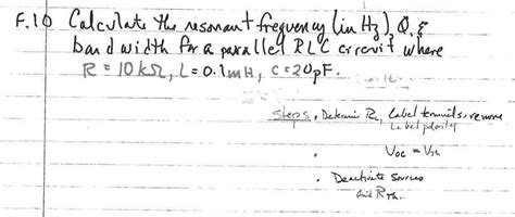 Solved Calculate The Resonant Frequency In Hz Q And Chegg