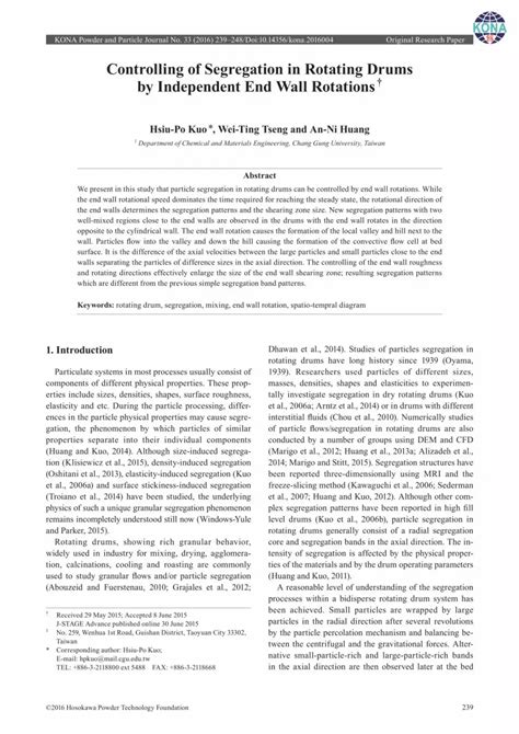 Pdf Controlling Of Segregation In Rotating Drums By · Rotating Drums Have Long History