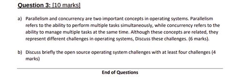 Solved A Parallelism And Concurrency Are Two Important Chegg