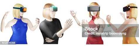 메타버스 월드 세트의 절반 여성 Png Vr 헤드셋 초상화 인간 사용자 소셜 미디어 아바타에는 클리핑 경로가있는 흰색 배경에 격리 된 3d 일러스트레이션이 포함되어 있습니다