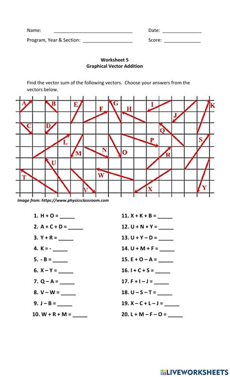 Graphicalvector Addition Worksheet Live Worksheets Worksheets Library