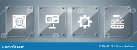 Set Industrial Production Of Robots Robot Software And Processor With Microcircuits Cpu