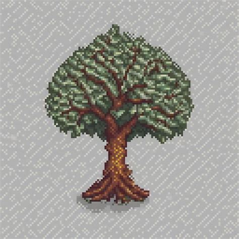 Pixel Art Cross Stitch Tree Pattern For Crafters Premium AI Generated Image