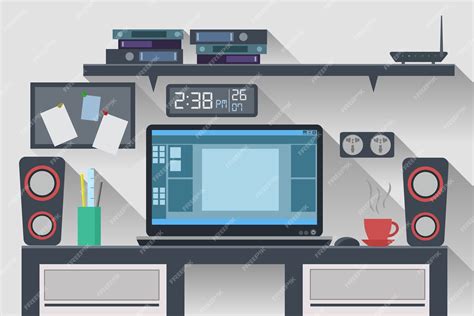 Premium Vector Ideal Workspace Flat Design