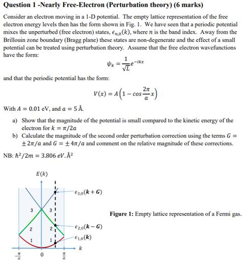 Solved Question 1 Nearly Free Electron Perturbation