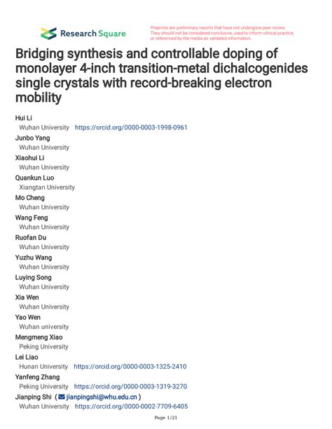 Pdf Bridging Synthesis And Controllable Doping Of Monolayer 4 Inch