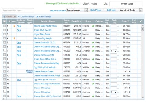 Restaurant Resource Group Export Your Sysco Order Guide From The ESysco Or Sysco Market Website