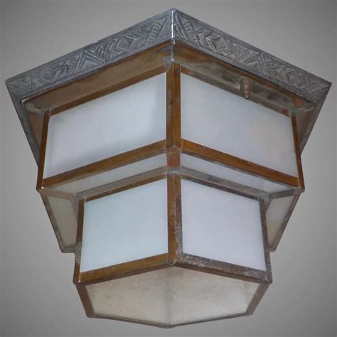 Art Deco Hexagonal Glass Ceiling Light Fixture Ceiling Lights Glass Ceiling Lights Ceiling