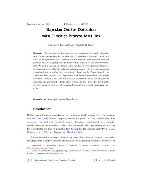 pdf bayesian outlier detection with dirichlet process mixtures