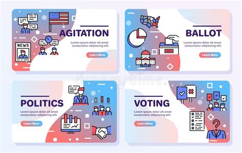 Election Color Linear Vector Icons Set Stock Vector Illustration Of Democracy Balloting