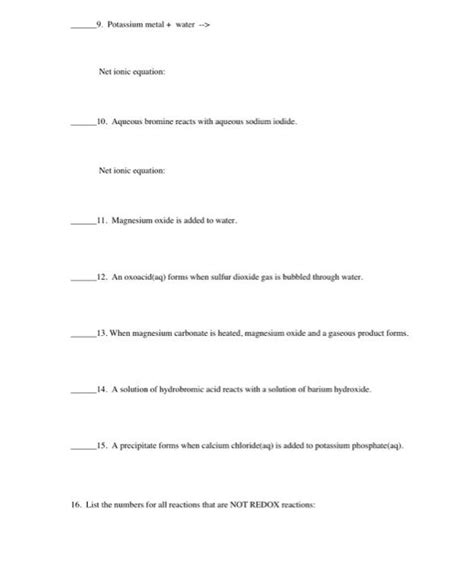Solved Chem 161 Common Predictable Reaction Types C