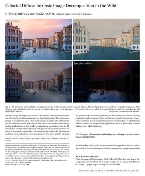 Intrinsic Image Decomposition Via Ordinal Shading Yağız Aksoy