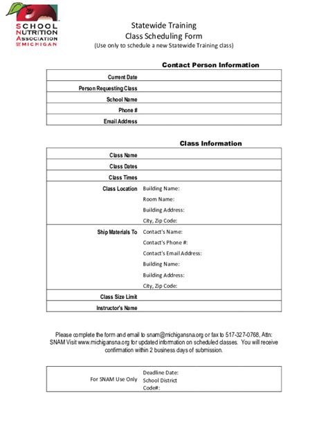 Fillable Online Statewide Training Class Scheduling Form Fax Email