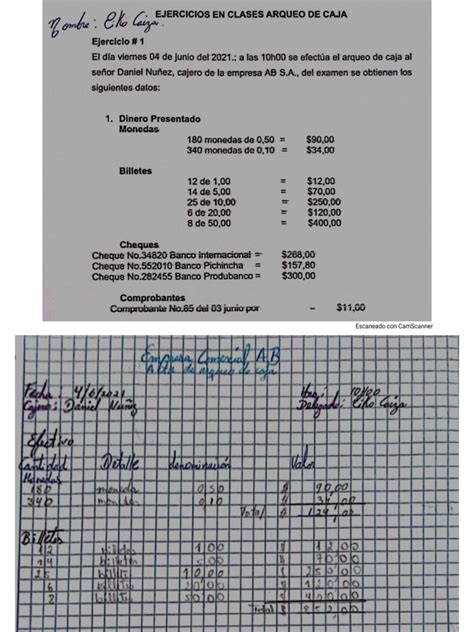 Ejercicio En Clase Arqueo De Caja Pdf