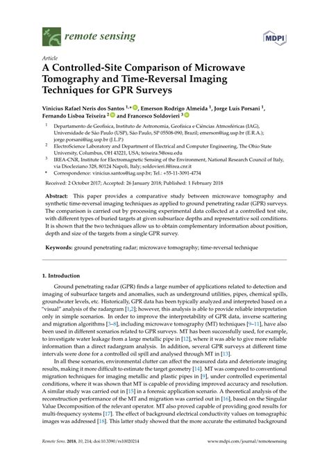 Pdf A Controlled Site Comparison Of Microwave Tomography And Time Reversal Imaging Techniques