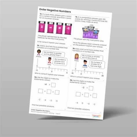 Year 5 Order Negative Numbers Reasoning And Problem Solving Resource