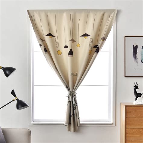 벨크로 무타공 암막 커튼 거실 침실 창 트리트먼트 짧은 커튼 홈 드레이프 쉬운 설치 커튼 Aliexpress