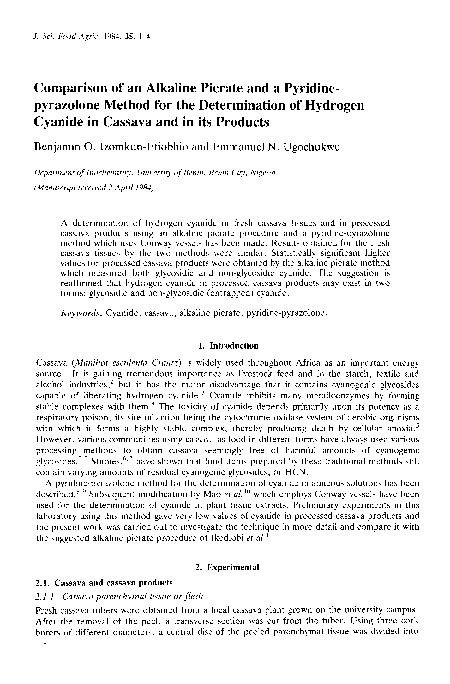 Pdf Comparison Of An Alkaline Picrate And A Pyridine Pyrazolone Method For The Determination