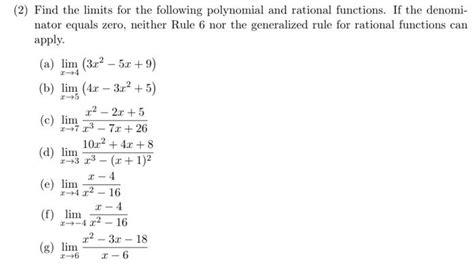 Solved Find The Limits For The Following Polynomial And Chegg