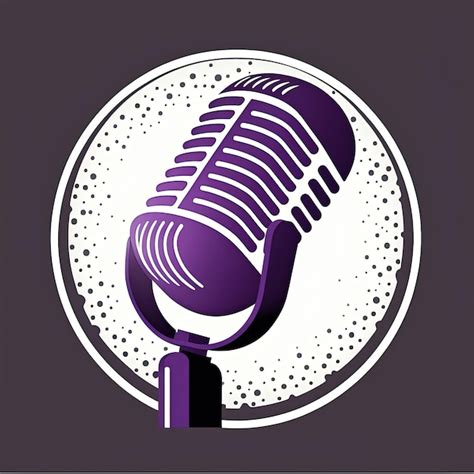 원 안에 보라색 마이크 아이콘 팟캐스트 로고 흰색 배경 생성 Ai 프리미엄 사진
