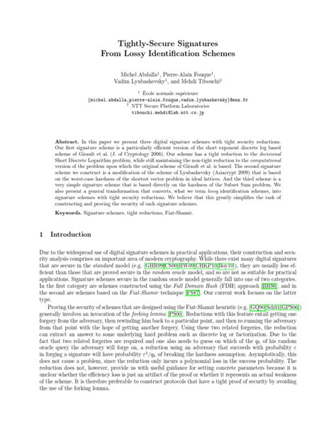 tightly secure signatures from lossy identification schemes pdf mathematics theoretical