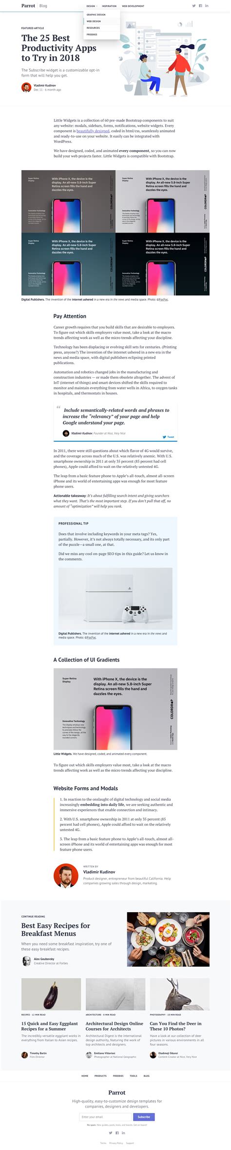 Dribbble Contact Bootstrap Blog Template By Vladimir Kudinov