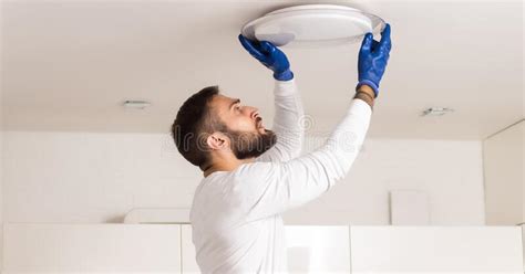 Man Fixing Light At Home Stock Image Image Of Happy 265752451