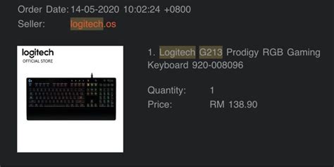 Original Logitech G213 Wired RGB Keyboard Computers Tech Parts Accessories Computer