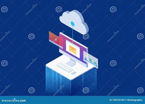Isometric Concept Of Lcd Monitor With Different Applications Web Chart Email Player Stock