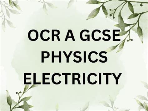 Ocr A Gcse Physics Electricity Teaching Resources