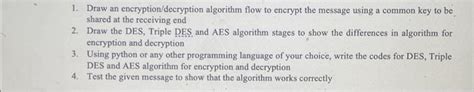 Solved Draw An Encryption Decryption Algorithm Flow To Chegg