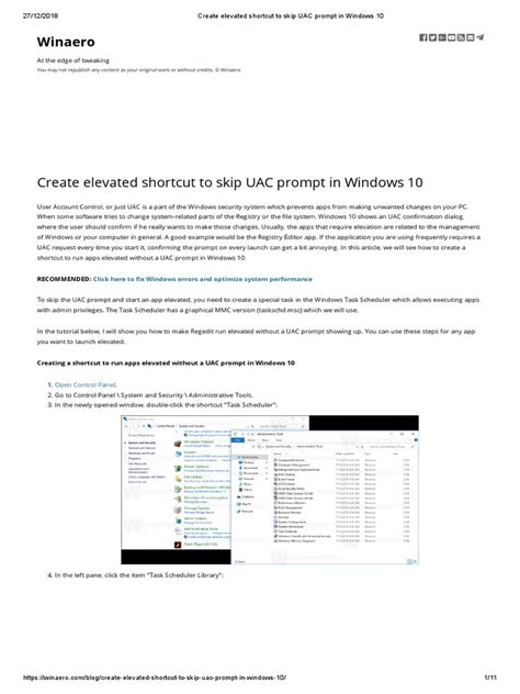 Create Elevated Shortcut To Skip Uac Prompt In Windows 10 Pdf Windows 10 Microsoft Windows