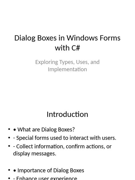Dialog Boxes Presentation Pdf Computer File Dialog Box