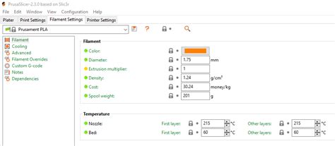 Prusament Pla Temperature Incorrect · Issue 6178 · Prusa3dprusaslicer