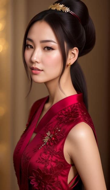 Portrait Of A Beautiful China Woman With A New Years Headwear With