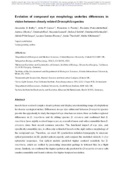 Evolution Of Compound Eye Morphology Underlies Differences In Vision