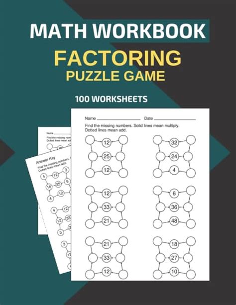 Math Workbook Factoring Puzzle Game 100 Worksheets Books Rk