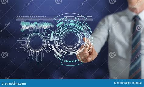 Man Touching A Technology Concept Stock Photo Image Of Innovation Abstract