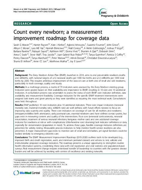 Pdf Count Every Newborn A Measurement Improvement Roadmap For