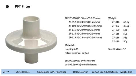 Spirometer Pft Filter Zf Pack 100 Medical Device Suction Machine Malaysia Selangor Kuala
