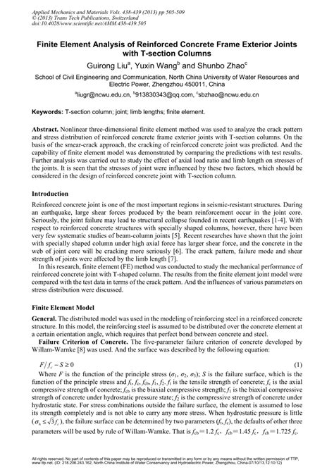 PDF Finite Element Analysis Of Reinforced Concrete Frame Exterior Joints With T Section Columns