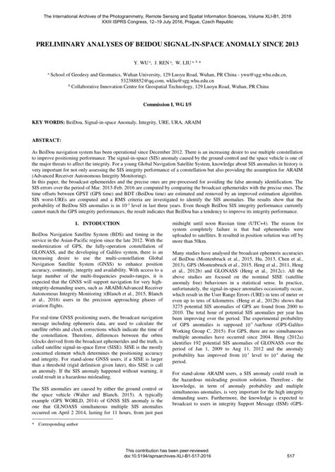 Pdf Preliminary Analyses Of Beidou Signal In Space Anomaly Since 2013