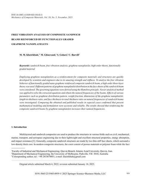 Pdf Free Vibration Analysis Of Composite Sandwich Beams Reinforced By