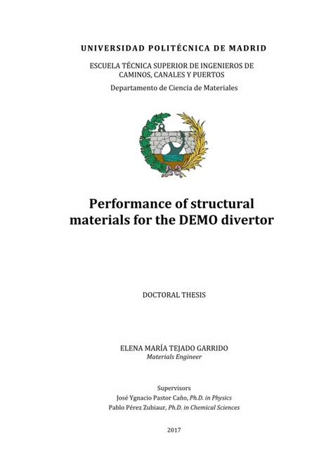 Pdf Performance Of Structural Materials For The Demo Divertor Dokumentips