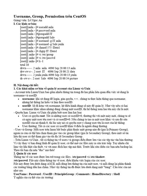 Usermod L User Và Passwd L User Câu Hỏi Bài Tập Về Quản Lý Người Dùng Linux