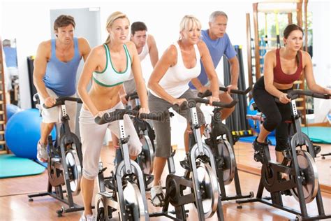 Group Of People In Spinning Class Stock Image Image Of Running Sixties 16303175