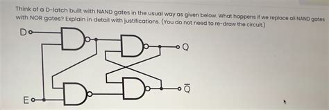 Solved Think Of A D Latch Built With Nand Gates In The Usual