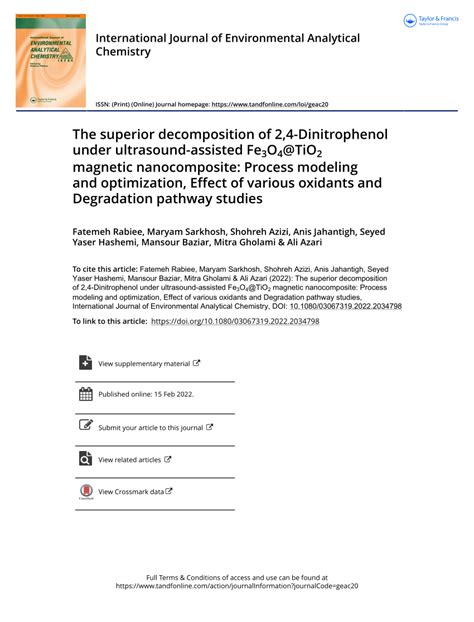 Pdf The Superior Decomposition Of 24 Dinitrophenol Under Ultrasound