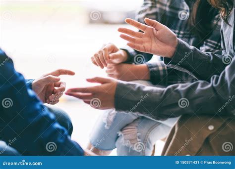 People Having Conversation Together Stock Image Image Of Hand Female
